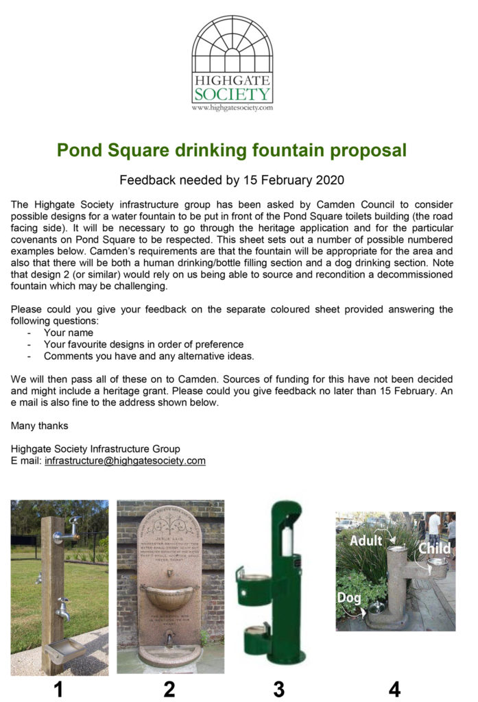 Pond Square drinking fountain planned – Highgate Society